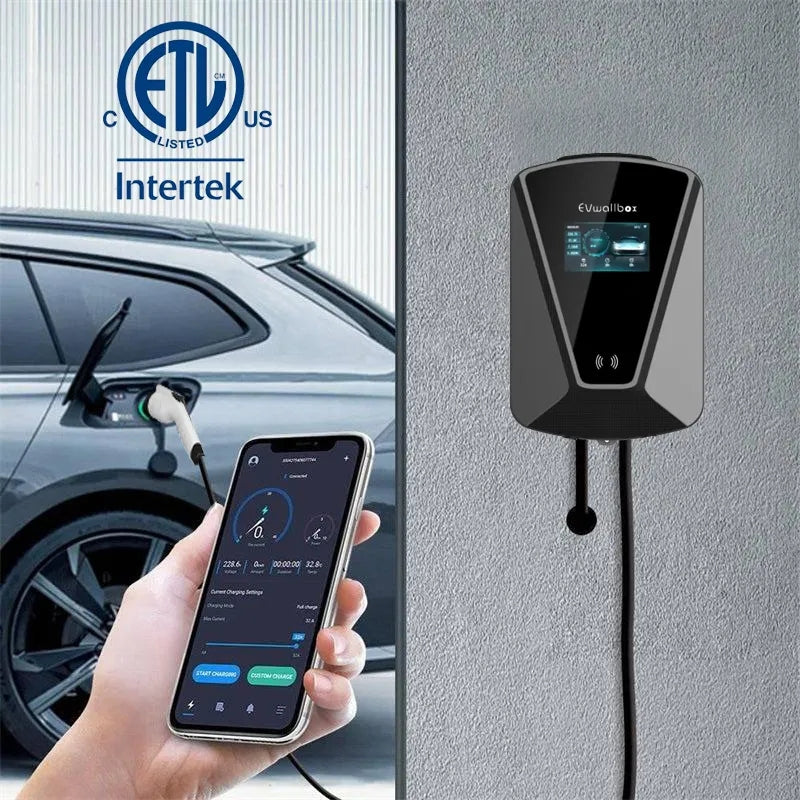ETL Certification 50A 12KW ev charge wallbox j1772 type1 ev charging s ...